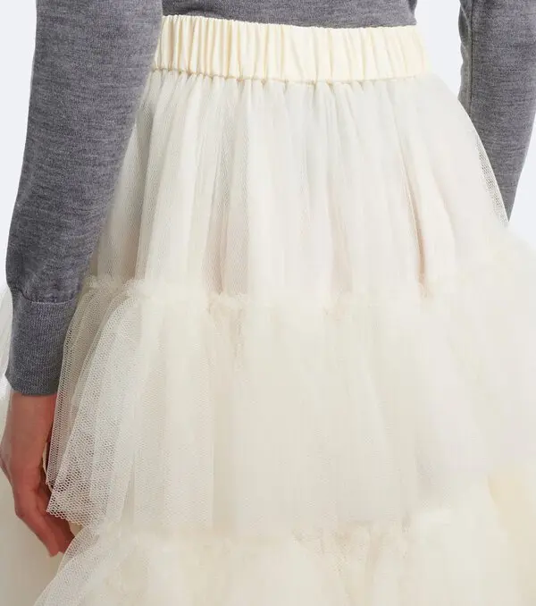 Simone Rocha Ruffled Tulle Midi Skirt