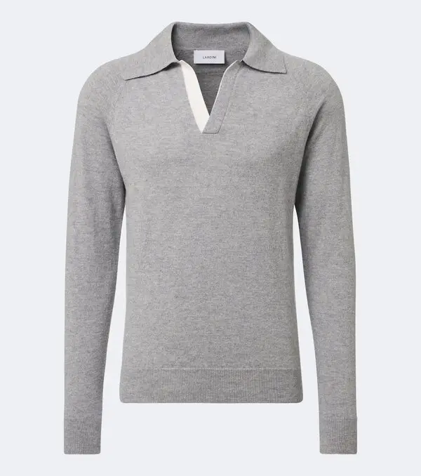 LARDINI Virgin Wool And Cashmere Polo Sweater - Grey