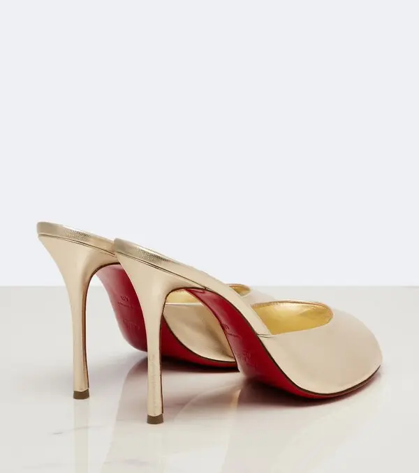CHRISTIAN LOUBOUTIN Me Dolly Metallic Leather Mules - Gold
