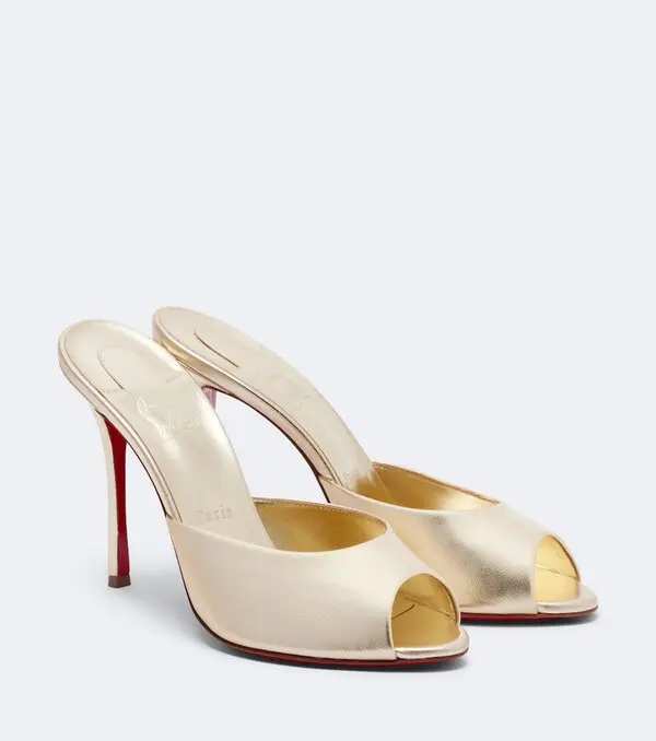 CHRISTIAN LOUBOUTIN Me Dolly Metallic Leather Mules - Gold