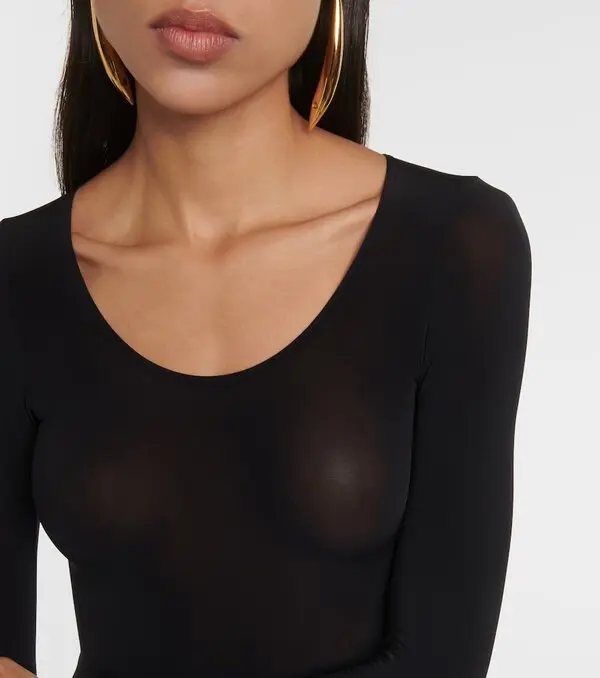 Wolford Buenos Aires Bodysuit In Ivory Glow - Black