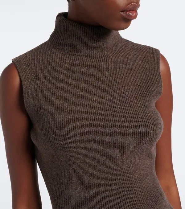 RÓHE Ribbed Wool And Cashmere Turtleneck Top