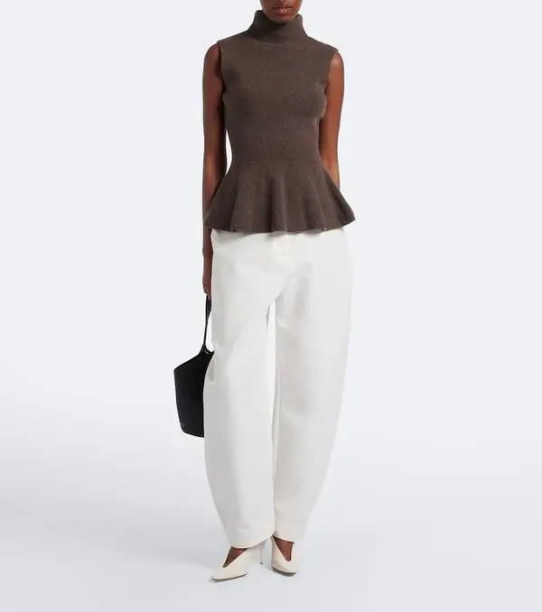 RÓHE Ribbed Wool And Cashmere Turtleneck Top