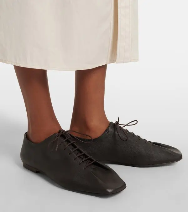 LEMAIRE Souris Leather Derby Shoes - Brown