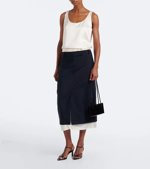 RÓHE Wool And Mohair Midi Skirt - Blue