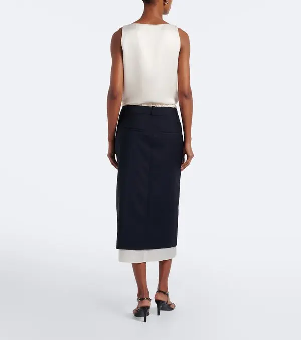 RÓHE Wool And Mohair Midi Skirt - Blue