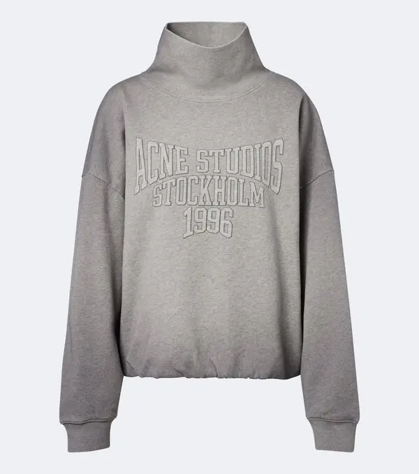 Acne Studios Logo Cotton Fleece Sweatshirt - Grey