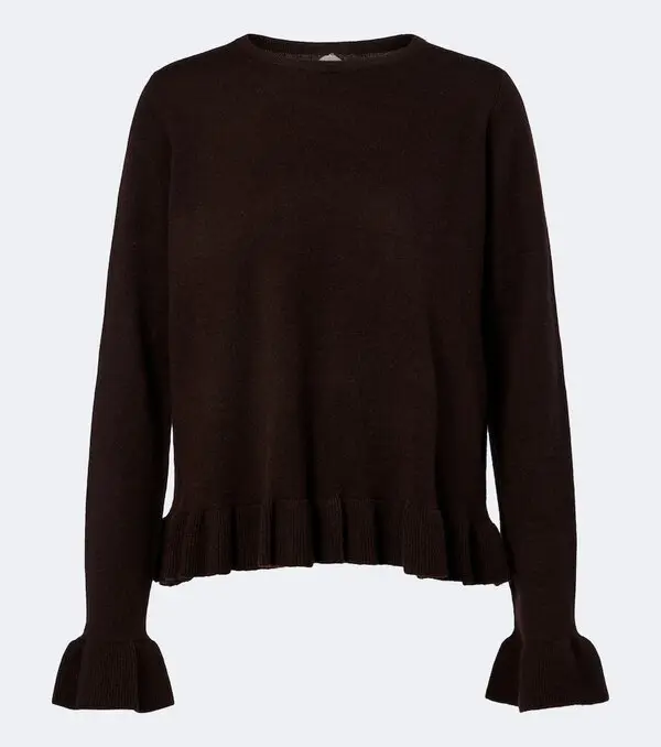 Jardin Des Orangers Ruffled Virgin Wool And Cashmere Sweater - Brown