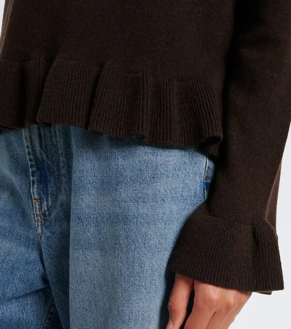 Jardin Des Orangers Ruffled Virgin Wool And Cashmere Sweater - Brown