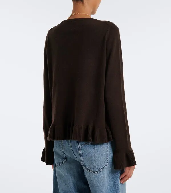 Jardin Des Orangers Ruffled Virgin Wool And Cashmere Sweater - Brown