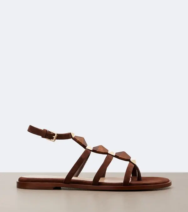 GIANVITO ROSSI Studded Suede Thong Sandals