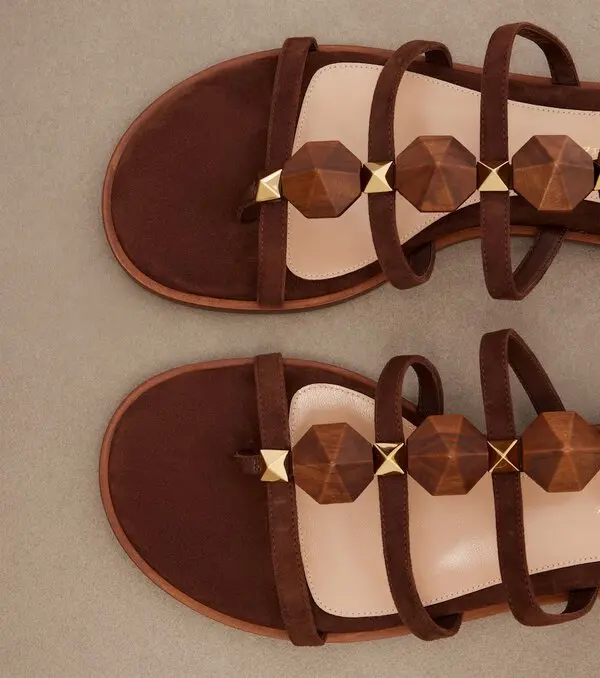 GIANVITO ROSSI Studded Suede Thong Sandals