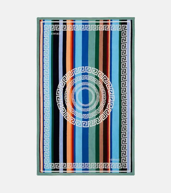 Versace Greca Striped Cotton Terry Bath Sheet - Multicoloured