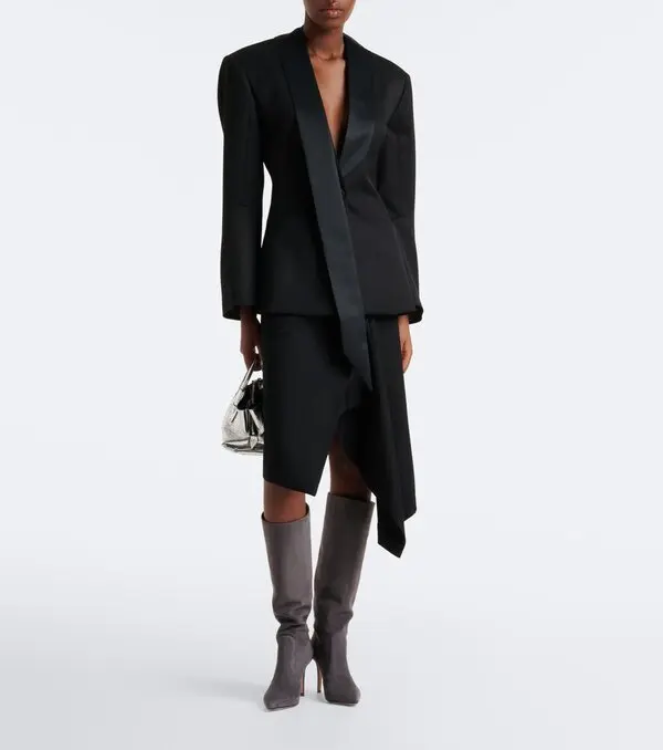 GIANVITO ROSSI Suede Knee-high Pointed Toe Boots - Grey