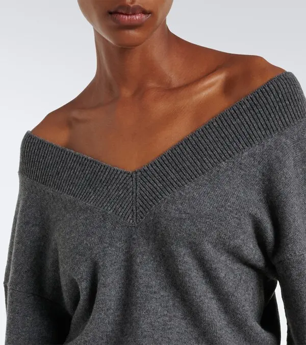 TOM FORD Off-the-shoulder V-neck Cashmere Sweater