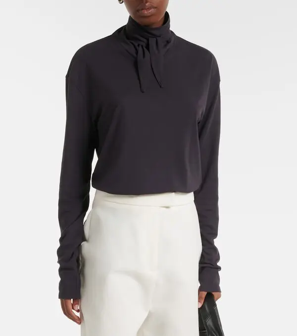 LEMAIRE Cotton Jersey Turtleneck Top - Black