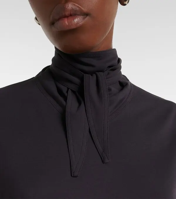 LEMAIRE Cotton Jersey Turtleneck Top - Black