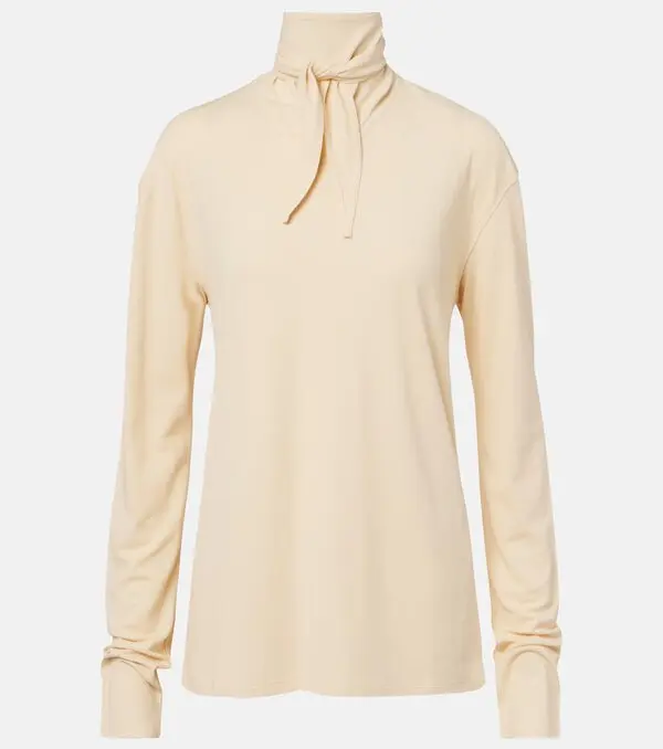 LEMAIRE Cotton Jersey Turtleneck Top - White