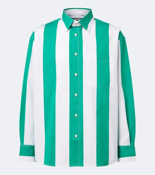 Jacquemus Camargue Striped Cotton Poplin Shirt - Green