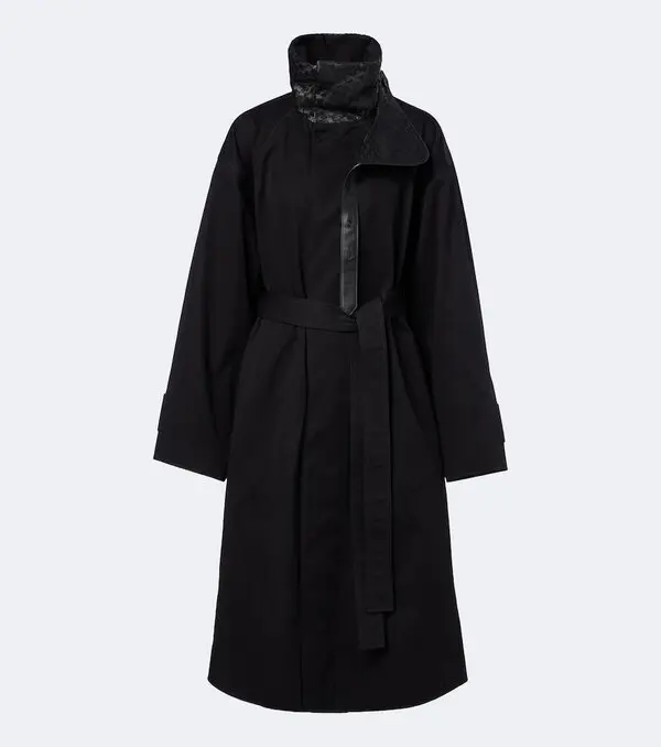 Bottega Veneta Intrecciato Cotton Trench Coat - Black