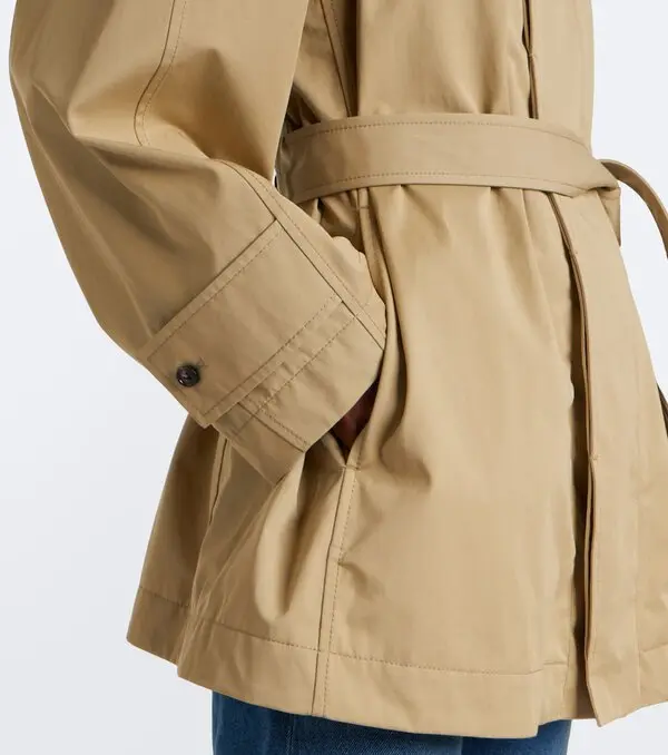 Bottega Veneta Cotton Trench Coat With Leather Trim - Brown