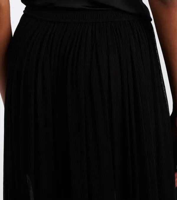 Saint Laurent Ruffled Silk Maxi Skirt - Black