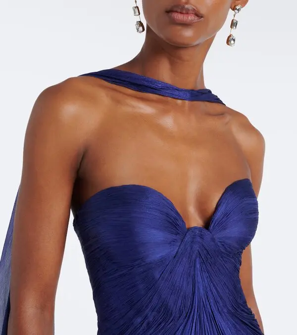 MARIA LUCIA HOHAN Salima Silk Bustier Gown - Blue