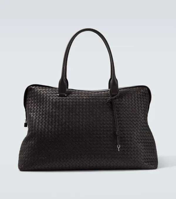 Bottega Veneta Vaporetto Intrecciato Leather Duffel Bag - Brown
