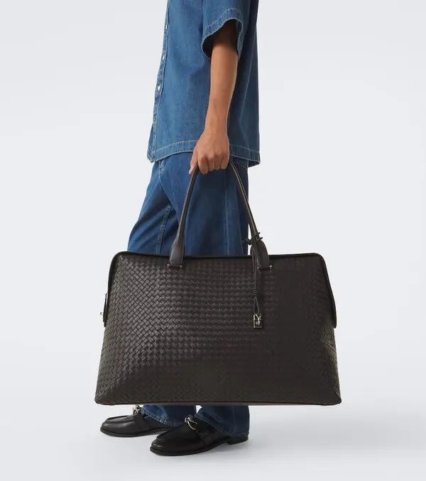 Bottega Veneta Vaporetto Intrecciato Leather Duffel Bag