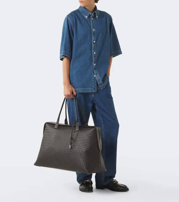Bottega Veneta Vaporetto Intrecciato Leather Duffel Bag