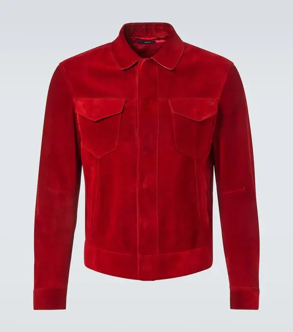TOM FORD Suede Bomber Jacket - Red