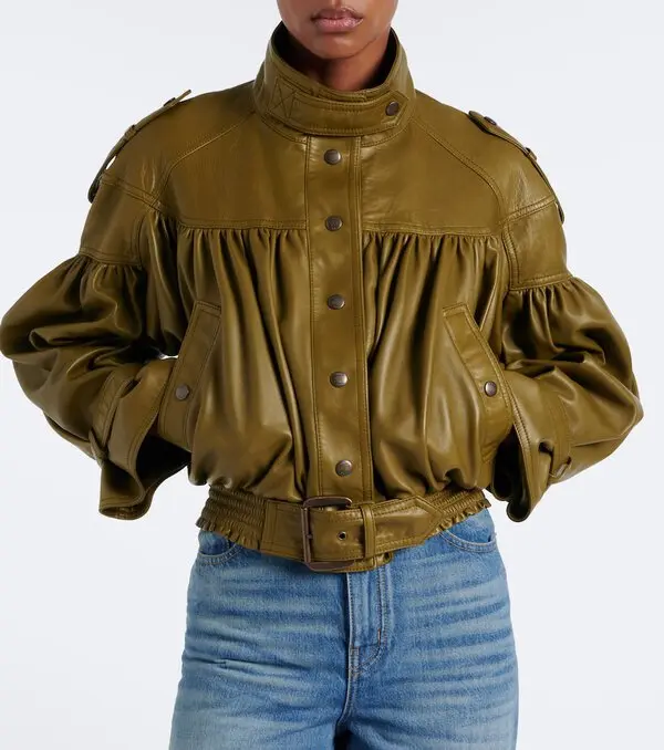 Chloé Cropped Leather Jacket With Belt