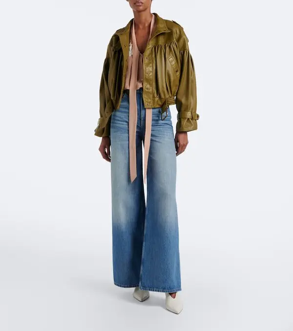 Chloé Cropped Leather Jacket With Belt