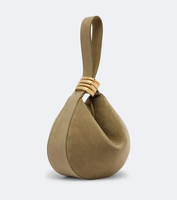 AMANU Zambia Ring Small Suede Top Handle Bag - Green