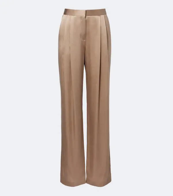 TOM FORD Pleated Silk Wide-leg Pants - Beige
