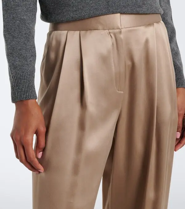 TOM FORD Pleated Silk Wide-leg Pants - Beige