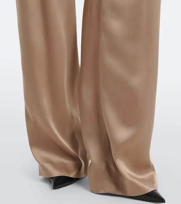 TOM FORD Pleated Silk Wide-leg Pants - Beige