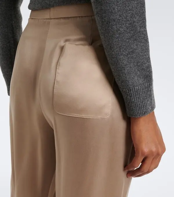 TOM FORD Pleated Silk Wide-leg Pants - Beige