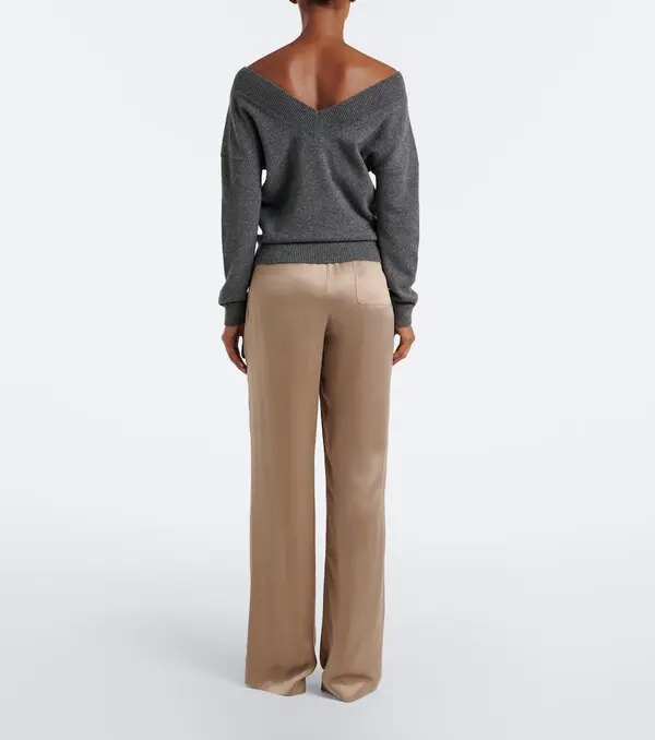TOM FORD Pleated Silk Wide-leg Pants - Beige