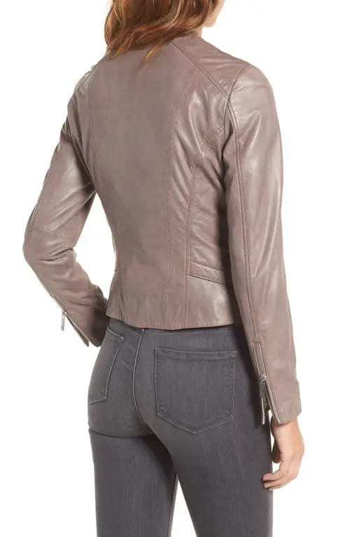 Mauritius Leather Lambskin Leather Moto Jacket