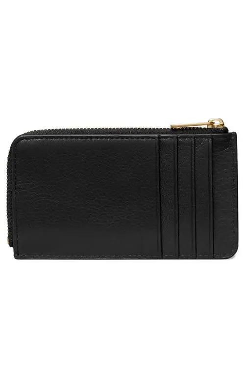 Tory Burch Charlie Quilted Leather Zip Card Case - Black
