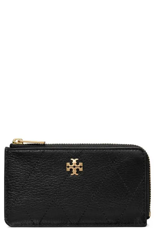 Tory Burch Charlie Quilted Leather Zip Card Case - Black