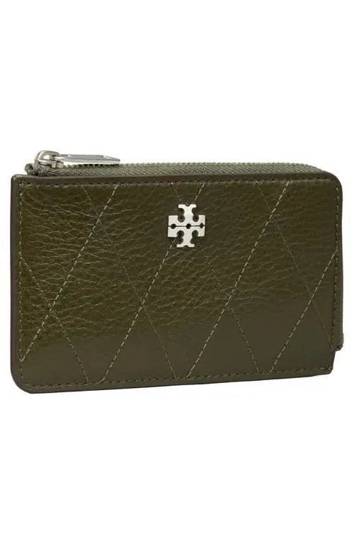 Tory Burch Charlie Quilted Leather Zip Card Case - Leccio