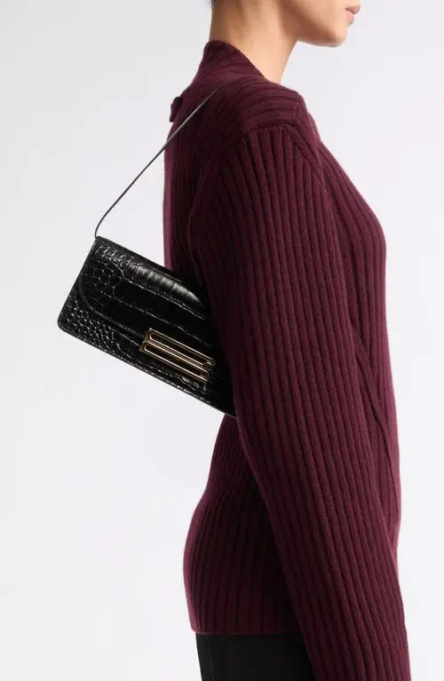 Victoria Beckham Dorian Embossed Leather Clutch - Black