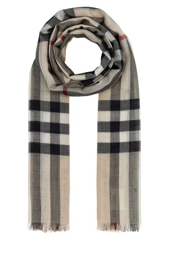 Burberry Embroidered Wool Blend Foulard - Multicolor