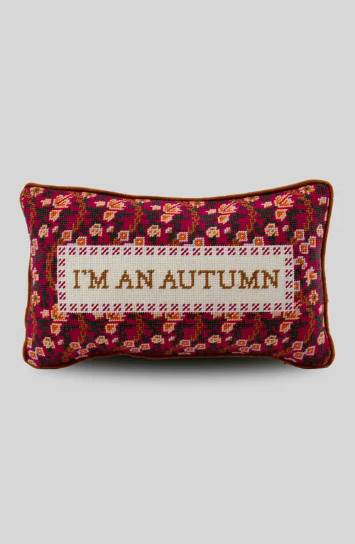 FURBISH I'm An Autumn Needlepoint Pillow - Rust Brown