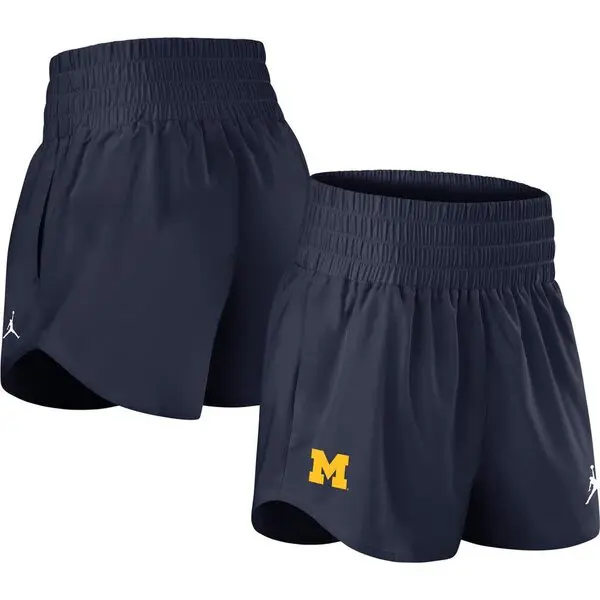 JORDAN BRAND Michigan Wolverines Performance High-rise Shorts - Navy
