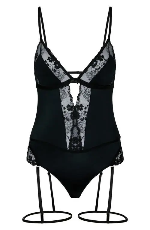 Hunkemoller Peonie Lace Bodysuit With Garters