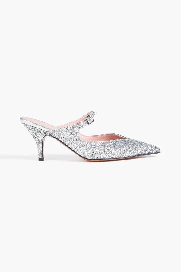 Zimmermann Glittered Metallic Leather Mules