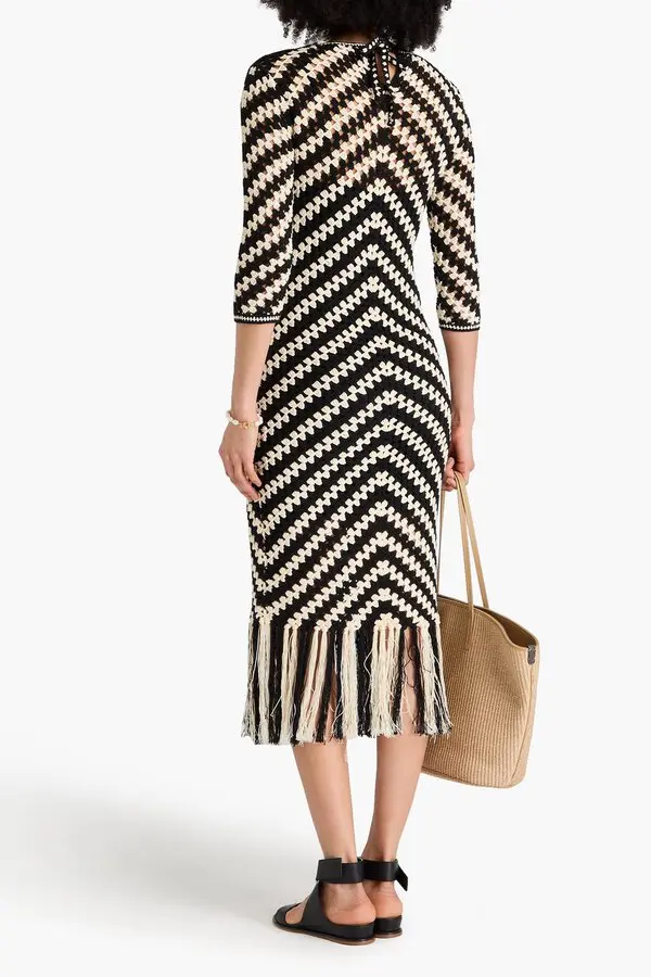 Zimmermann Fringed Crocheted Cotton Midi Dress